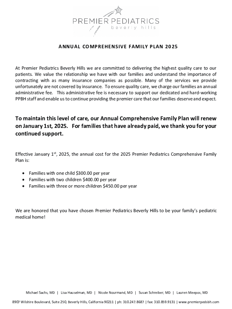 Fillable Online Annual Comprehensive Family Plan 2025 Fax Email Print ...