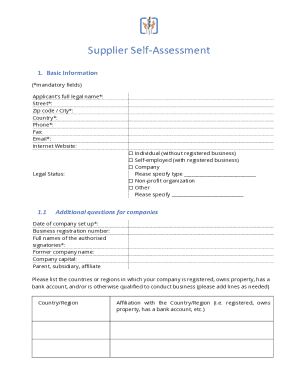 Fillable Online Supplier Self-assessment Form Fax Email Print - pdfFiller