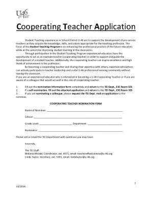 Fillable Online Cooperating Teacher Application Fax Email Print - pdfFiller