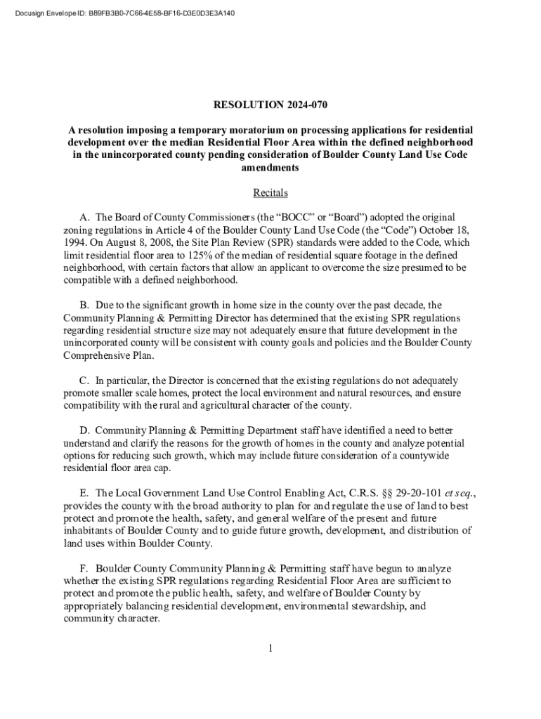 Fillable Online A resolution imposing a temporary moratorium on ...