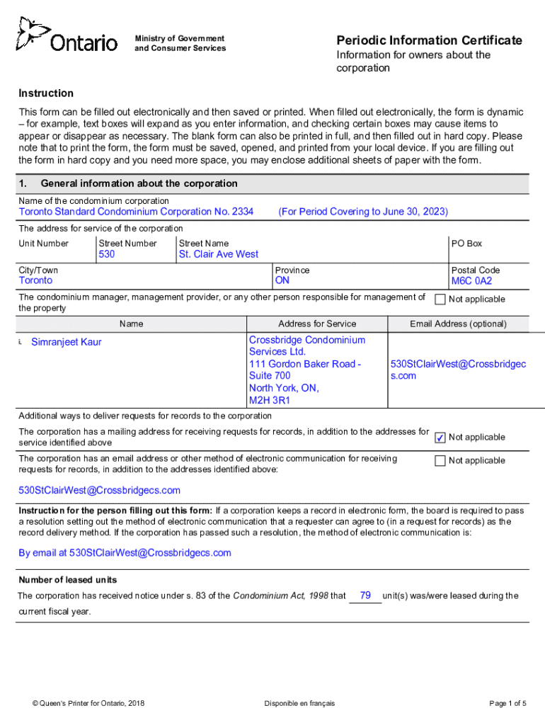 Fillable Online Periodic Information Certificate Fax Email Print ...