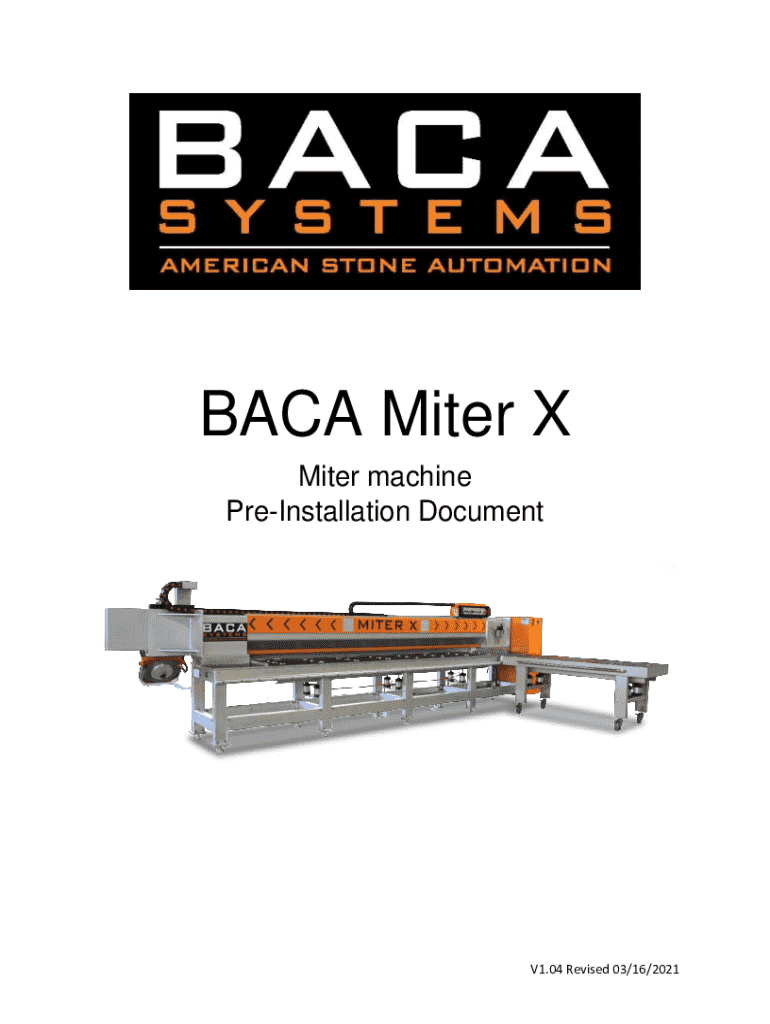 Fillable Online Baca Miter X Pre-installation Guide Fax Email Print ...