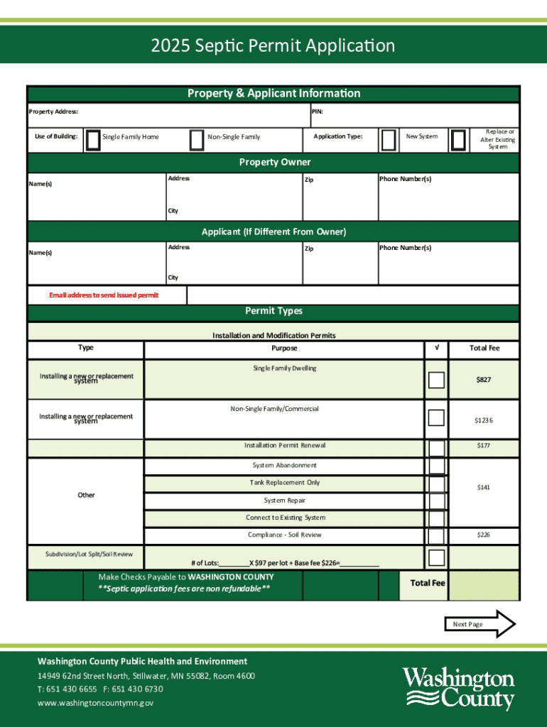 Fillable Online 2025 Septic Permit Application Fax Email Print - pdfFiller