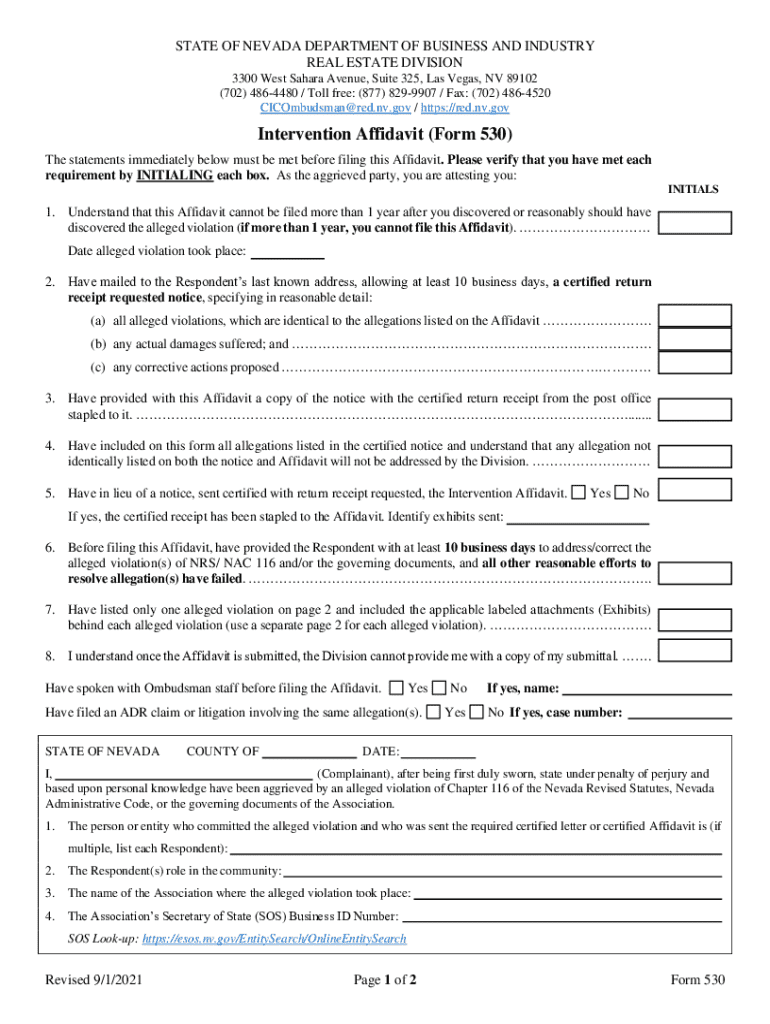 Fillable Online Intervention Affidavit Submission Fax Email Print ...