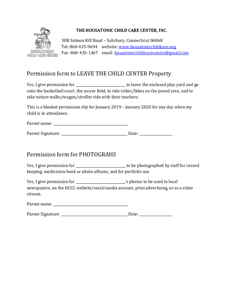 Fillable Online Permission Forms for Child Activities Fax Email Print ...