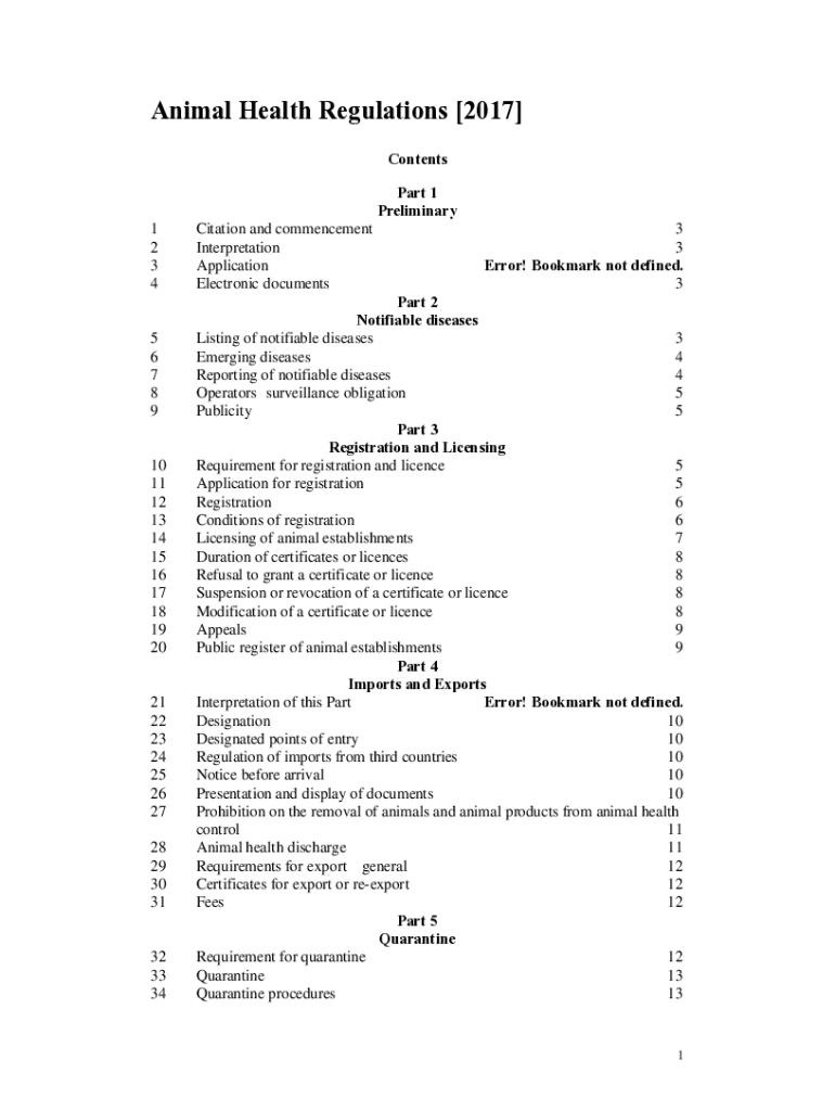 Fillable Online Animal Health Regulations Fax Email Print - pdfFiller