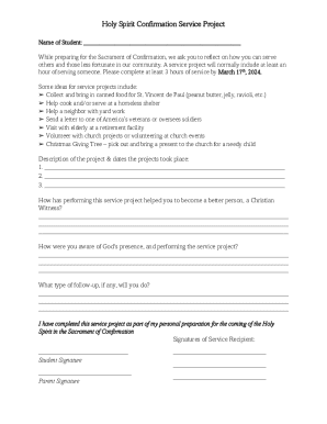 Fillable Online Holy Spirit Confirmation Service Project Fax Email ...