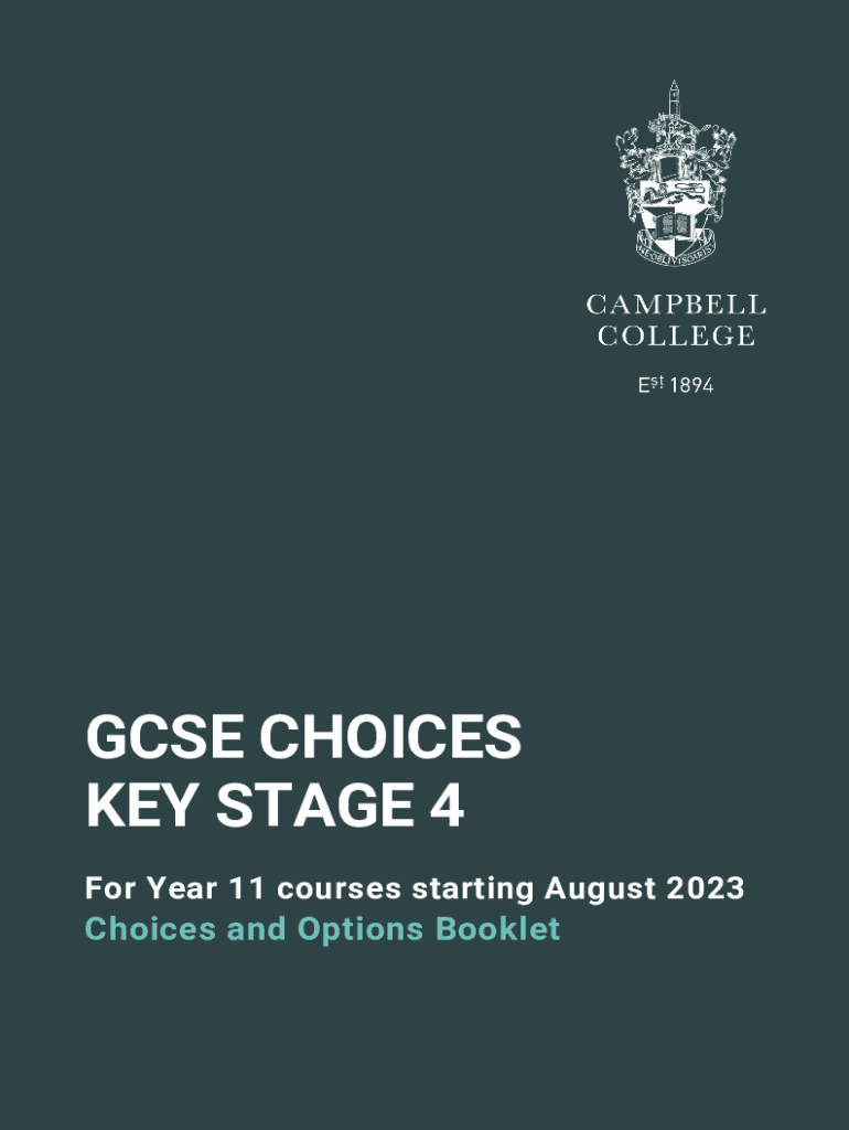 Fillable Online Gcse Choices and Options Booklet Fax Email Print ...