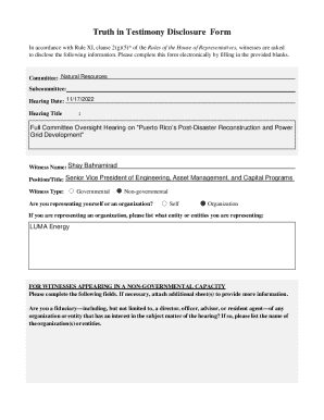 Fillable Online Truth in Testimony Disclosure Form Fax Email Print ...
