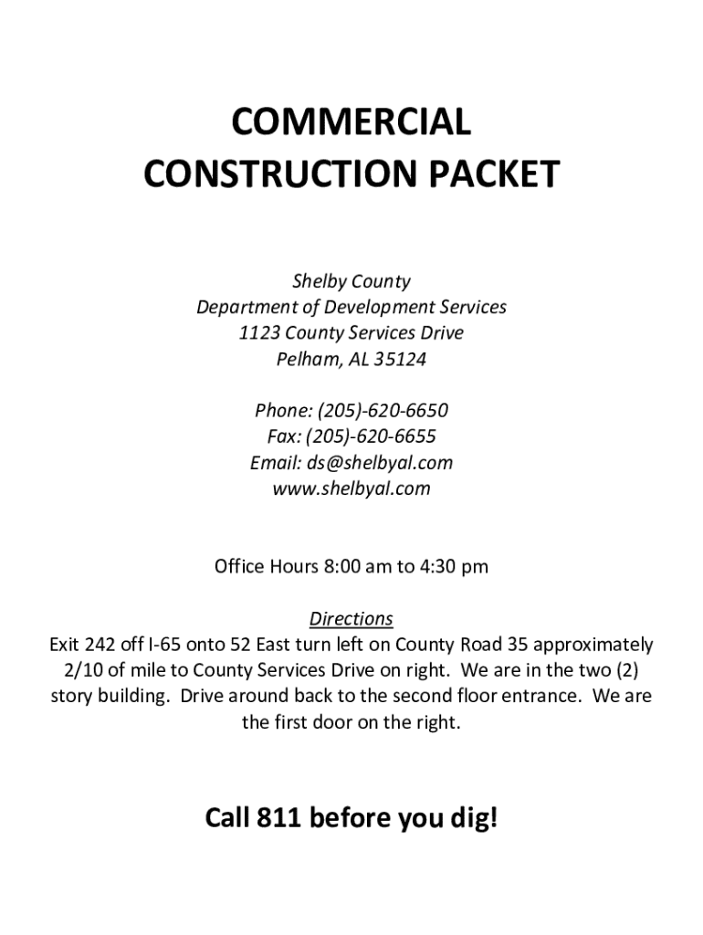 Fillable Online Commercial Construction Packet - Shelby County Fax ...