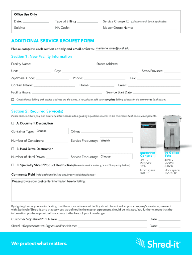 Fillable Online Additional Service Request Fax Email Print - pdfFiller