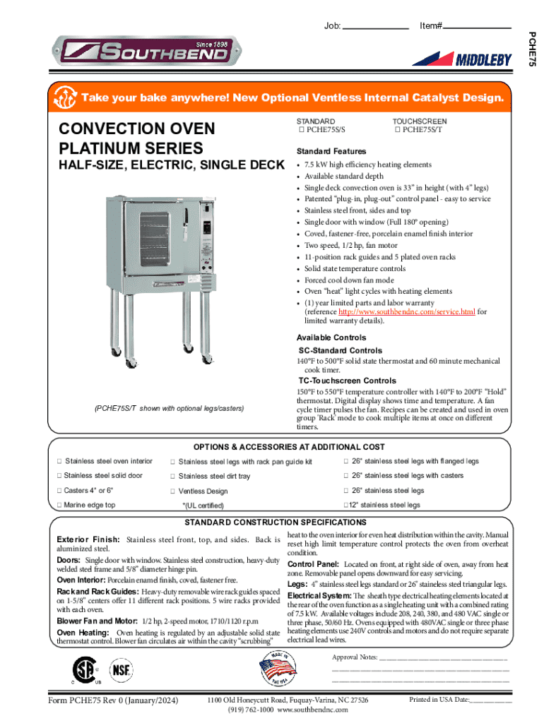 Fillable Online Convection Oven - Platinum Series Fax Email Print ...