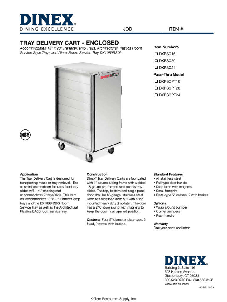 Fillable Online Tray Delivery Cart - Enclosed Fax Email Print - pdfFiller