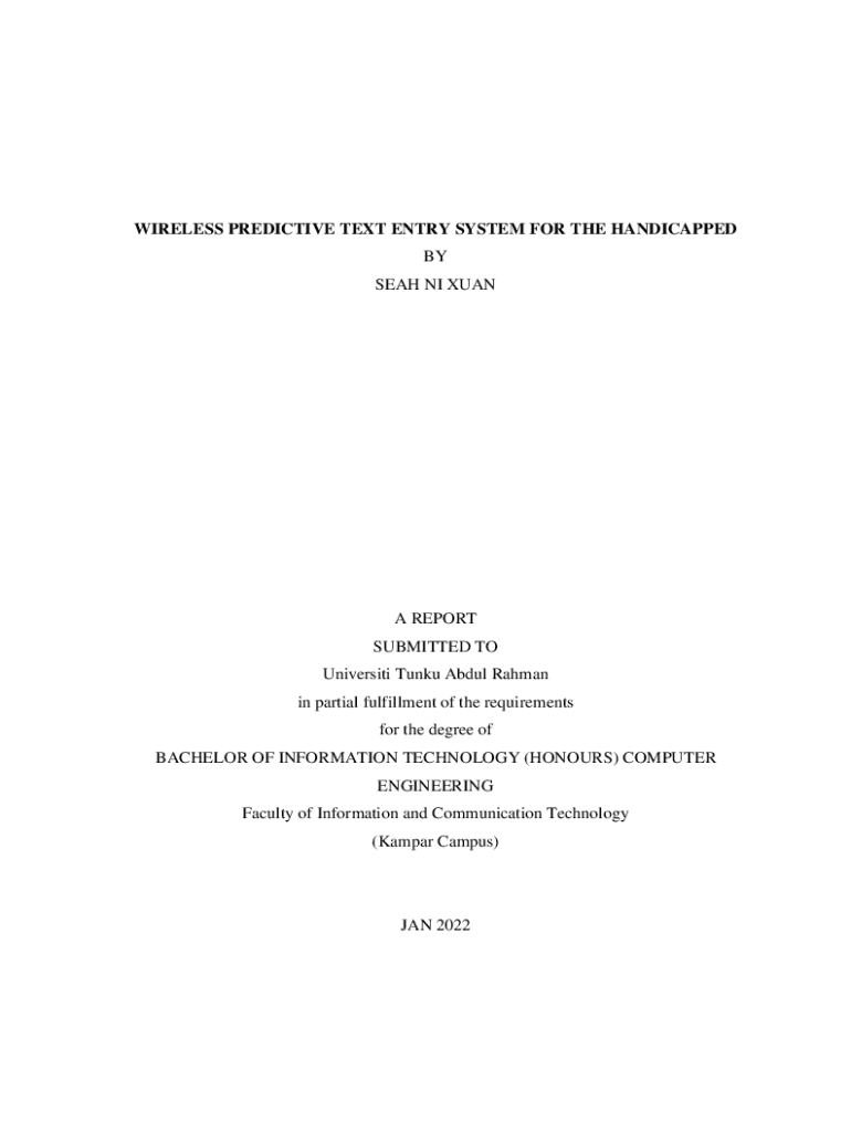 Fillable Online Wireless Predictive Text Entry System for the ...