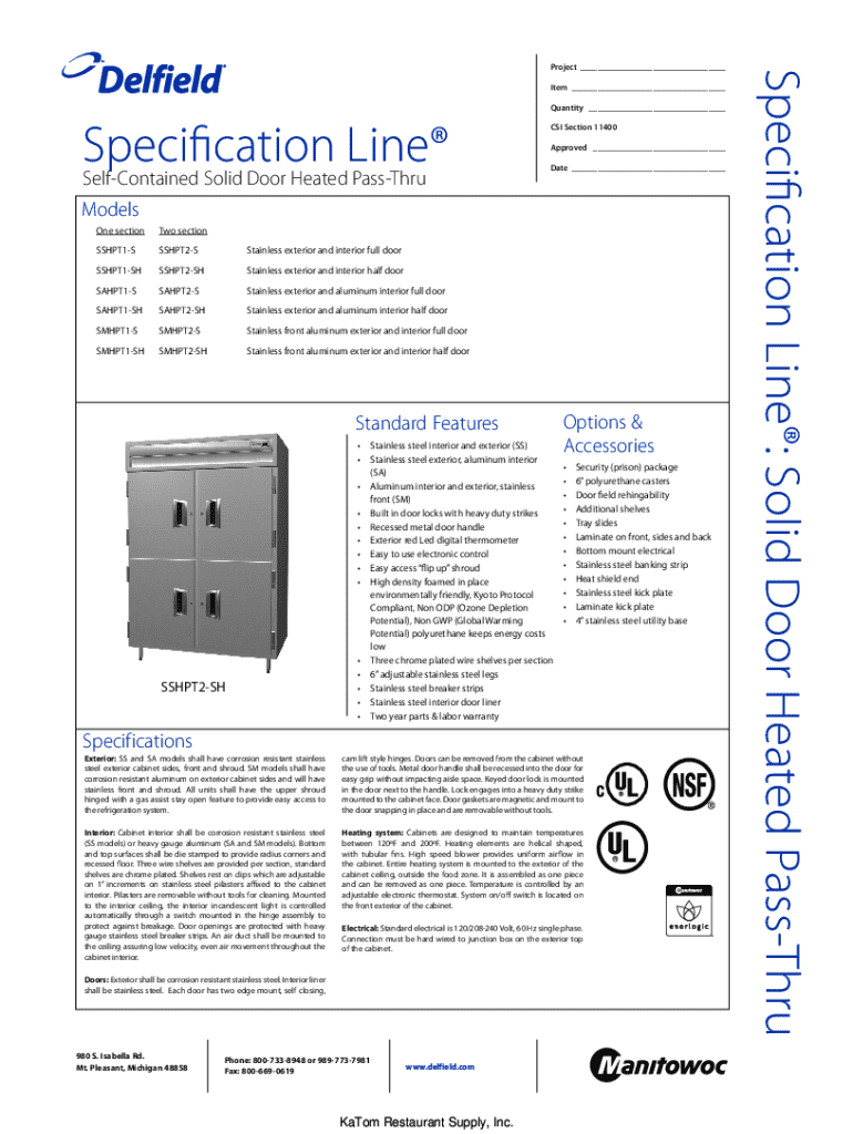 Fillable Online Self-Contained Solid Door Heated Pass-Thru Fax Email Print - pdfFiller
