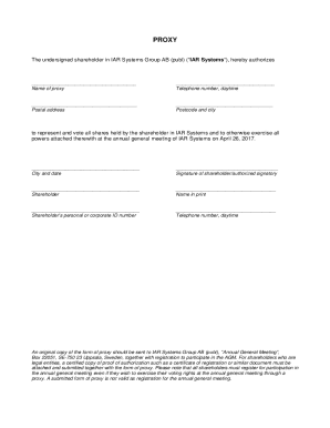 Fillable Online Proxy Authorization for Annual General Meeting Fax ...