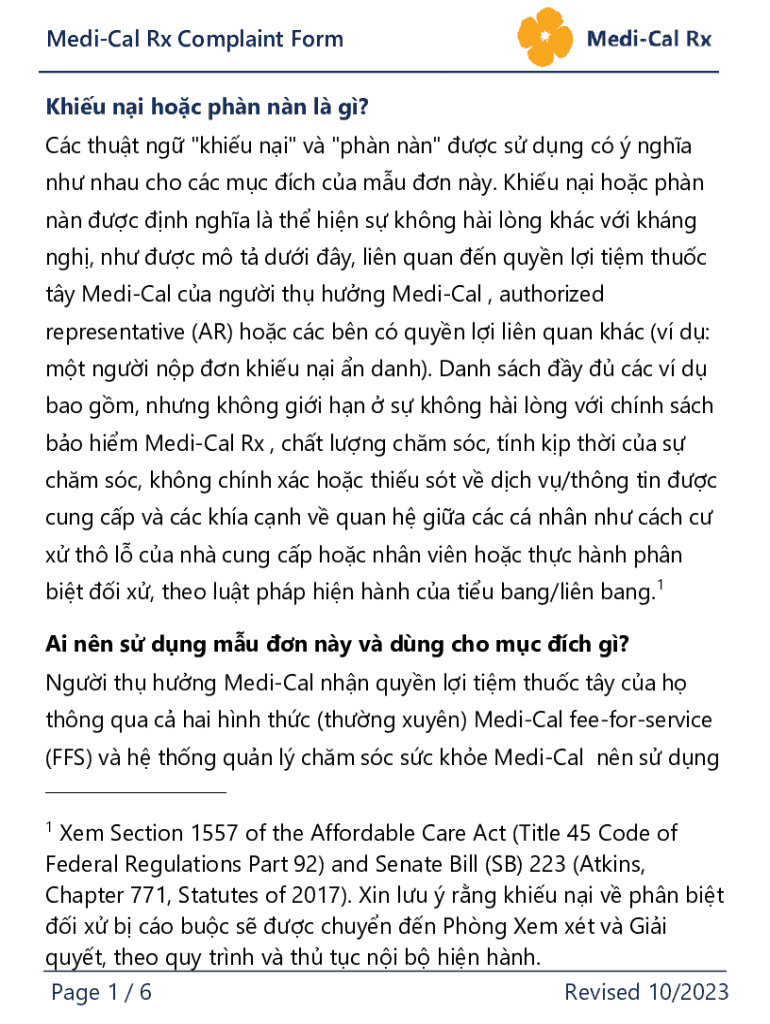 Fillable Online Mẫu Đơn Khiếu Nại Medi-cal Rx Fax Email Print - pdfFiller