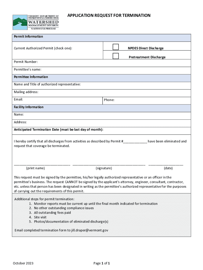 Fillable Online Application Request for Termination Fax Email Print - pdfFiller