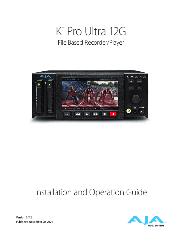Fillable Online Ki Pro Ultra 12g File Based Recorder/player ...