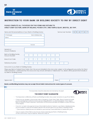 Fillable Online Instruction to Your Bank or Building Society to Pay by Direct Debit Fax Email ...