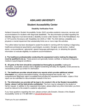 Fillable Online Disability Verification Form Fax Email Print - pdfFiller