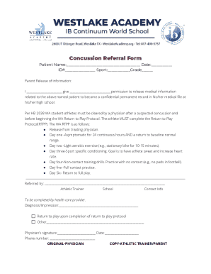 Fillable Online Concussion Referral Form Fax Email Print - pdfFiller
