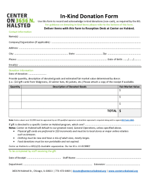 Fillable Online in-kind Donation Form Fax Email Print - pdfFiller
