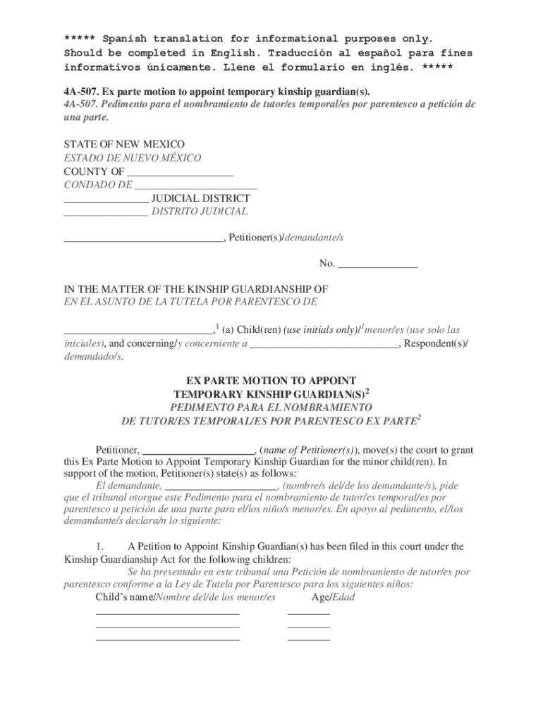 Rellenable en línea Pedimento Para El Nombramiento De Tutor/es Temporal ...