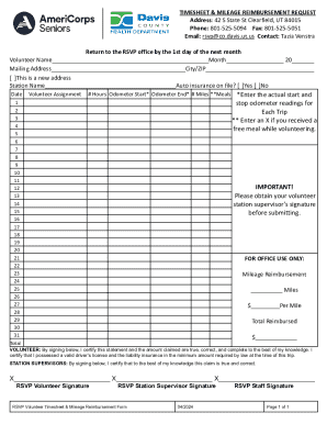 Fillable Online Rsvp Volunteer Timesheet & Mileage Reimbursement Form Fax Email Print - pdfFiller