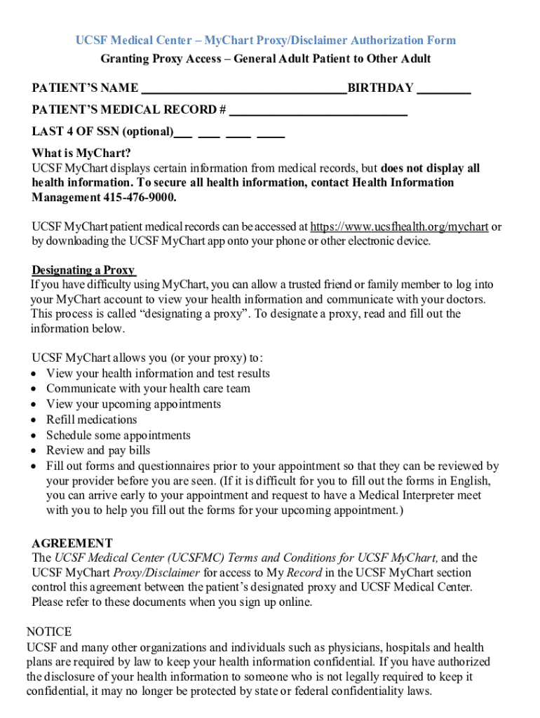 Fillable Online Granting Proxy Access – General Adult Patient to Other ...