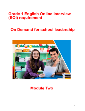Fillable Online Grade 1 English Online Interview (eoi) Requirement Fax Email Print - pdfFiller