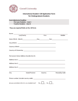 Fillable Online I-20 Application for International Students Fax Email Print - pdfFiller