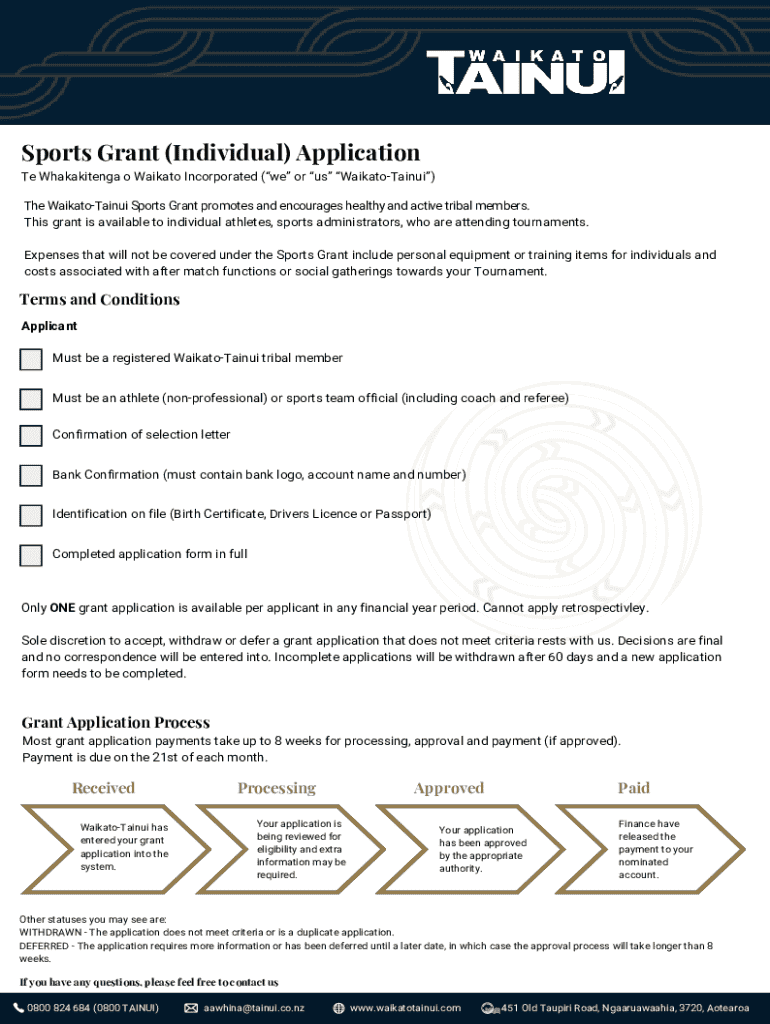 Fillable Online Sports Grant (individual) Application Fax Email Print - pdfFiller