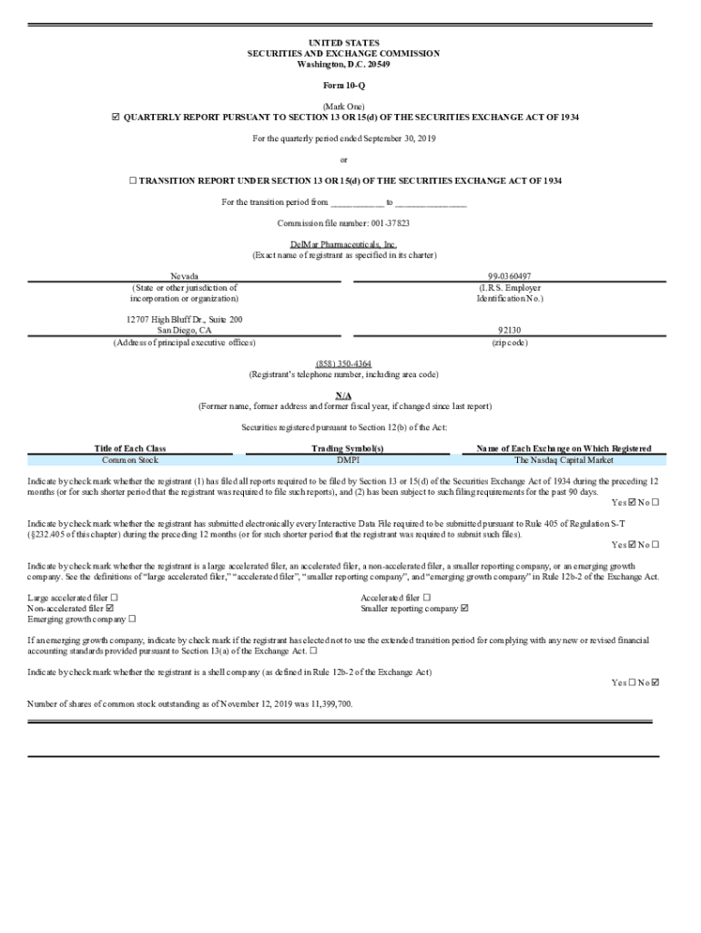 Fillable Online Quarterly Report Pursuant to Section 13 or 15(d) of the ...