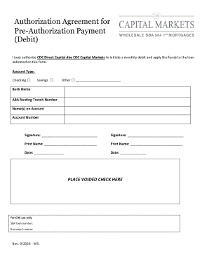 Fillable Online Authorization Agreement for Pre-authorization Payment ...