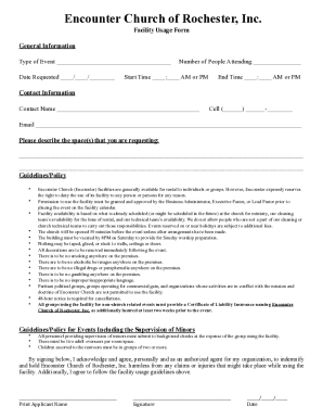 Fillable Online Encounter Church of Rochester, Inc. Facility Usage Form ...