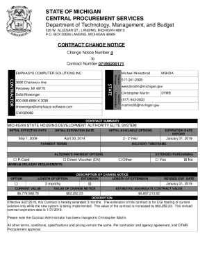 Fillable Online Change Notice Number 4 to Contract Number 071b9200171 ...