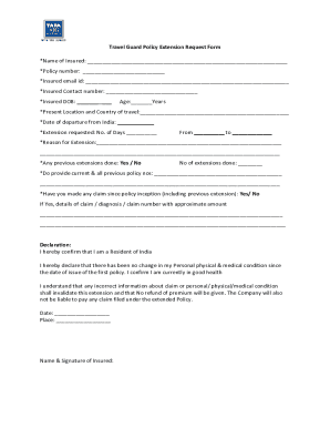 Fillable Online Travel Guard Policy Extension Request Form Fax Email ...
