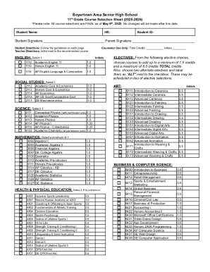 Fillable Online Boyertown Area Senior High School 11th Grade Course ...