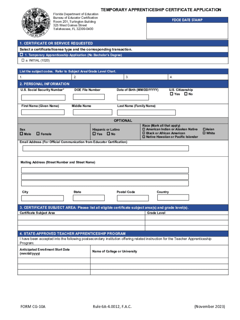 Fillable Online Temporary Apprenticeship Certificate Application Fax Email Print - pdfFiller