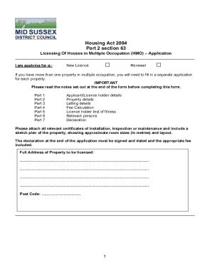 Fillable Online Licensing of Houses in Multiple Occupation (hmo ...