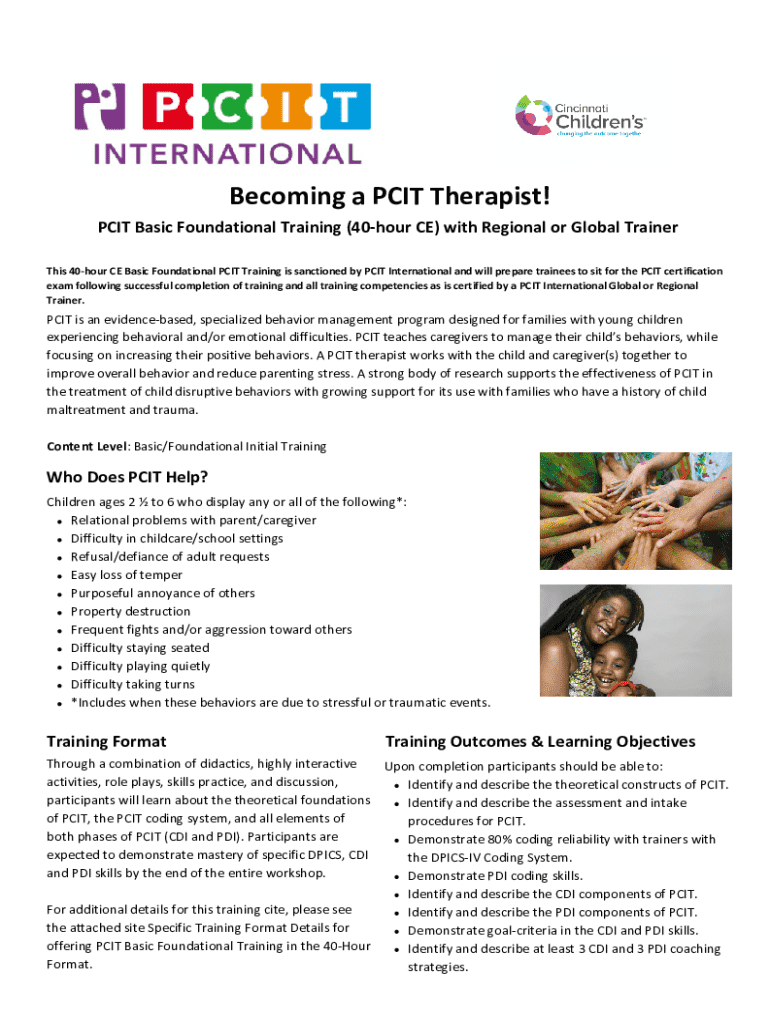 Fillable Online Becoming a Pcit Therapist! Fax Email Print - pdfFiller
