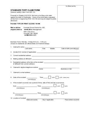 Fillable Online Standard Tort Claim Form Fax Email Print - pdfFiller