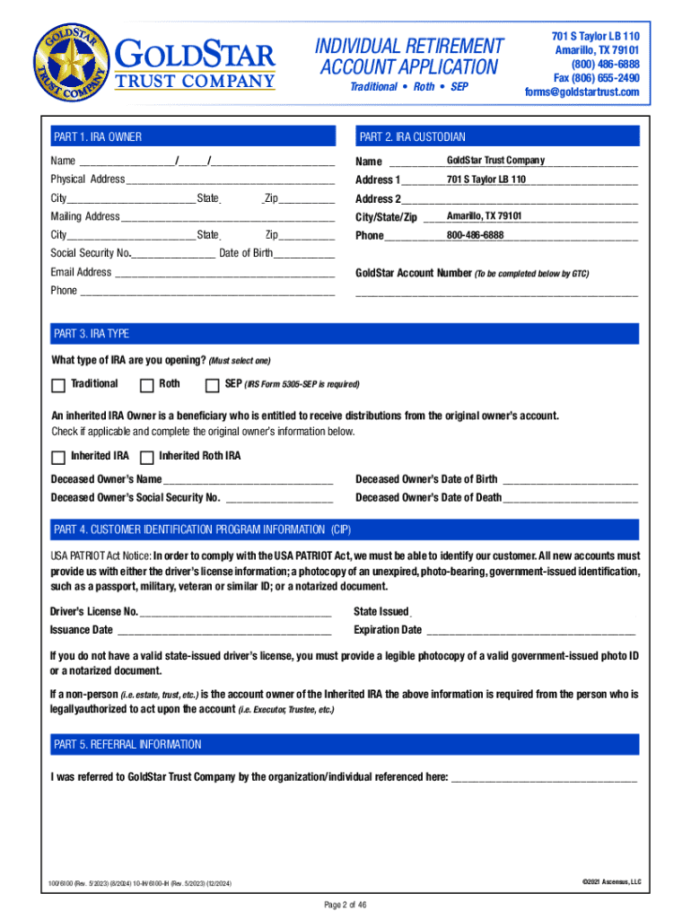 Fillable Online Self-directed Ira Application Guide Fax Email Print ...