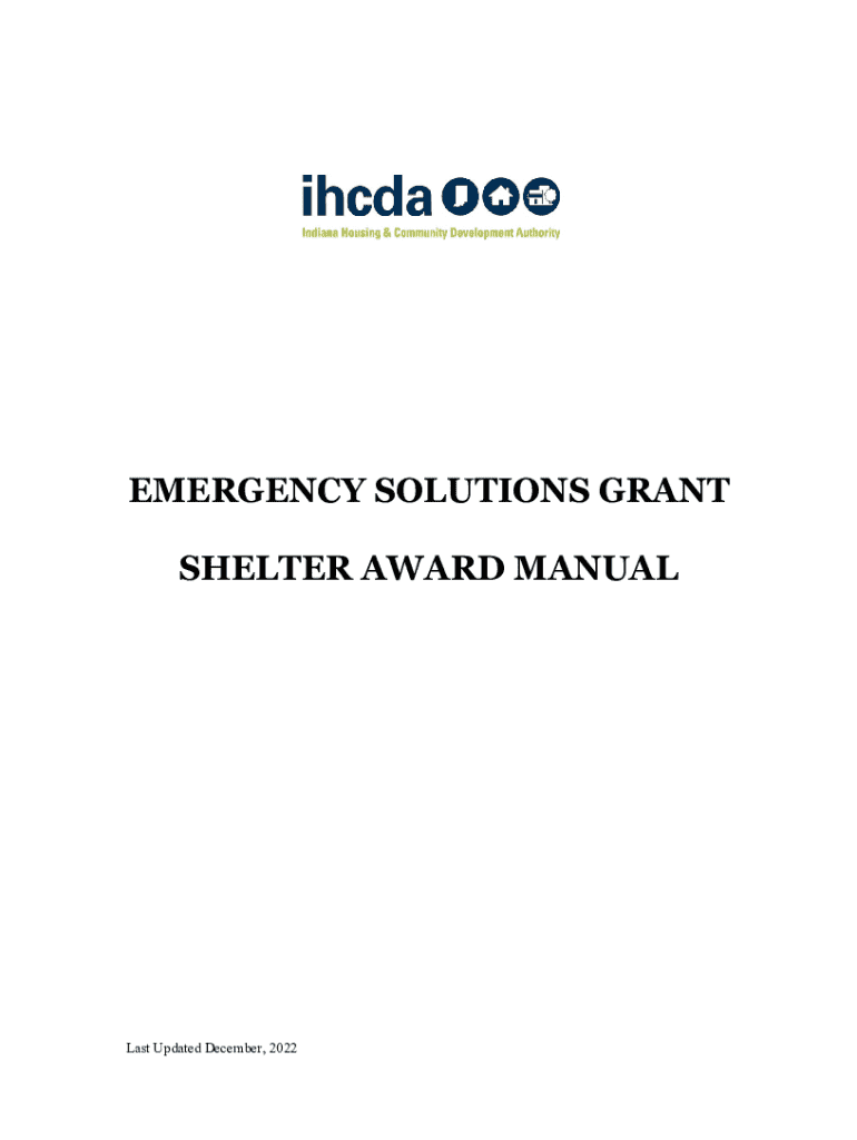 Fillable Online Emergency Solutions Grant Shelter Award Manual Fax ...