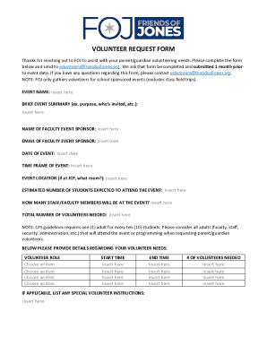 Fillable Online Volunteer Request Form Fax Email Print - pdfFiller