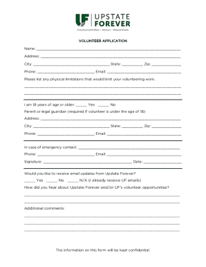 Fillable Online Volunteer Application and Waiver of Liability Fax Email Print - pdfFiller