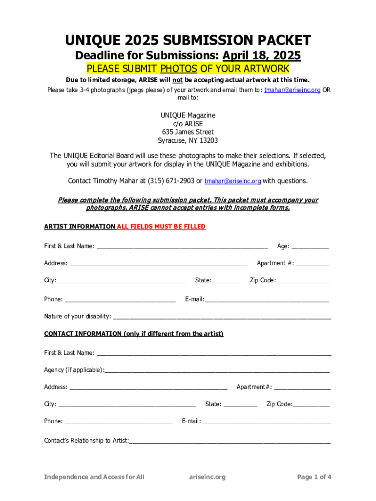 Fillable Online Unique 2025 Submission Packet Fax Email Print - pdfFiller