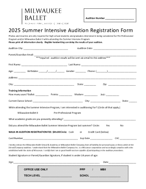 Fillable Online 2025 Summer Intensive Audition Registration Form Fax ...