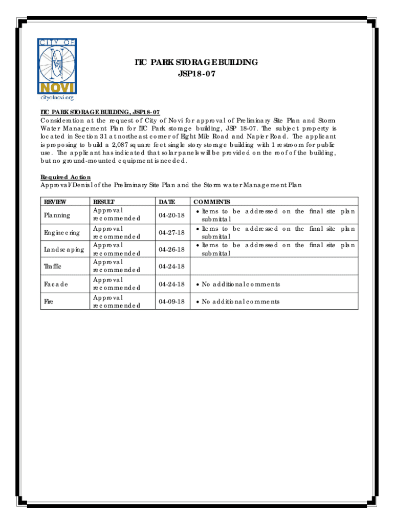 Fillable Online Itc Park Storage Building, Jsp18-07 Fax Email Print ...